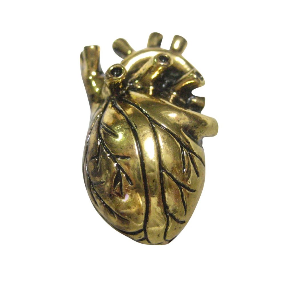 Bronze Toned Large Anatomical Heart Magnet - Gem